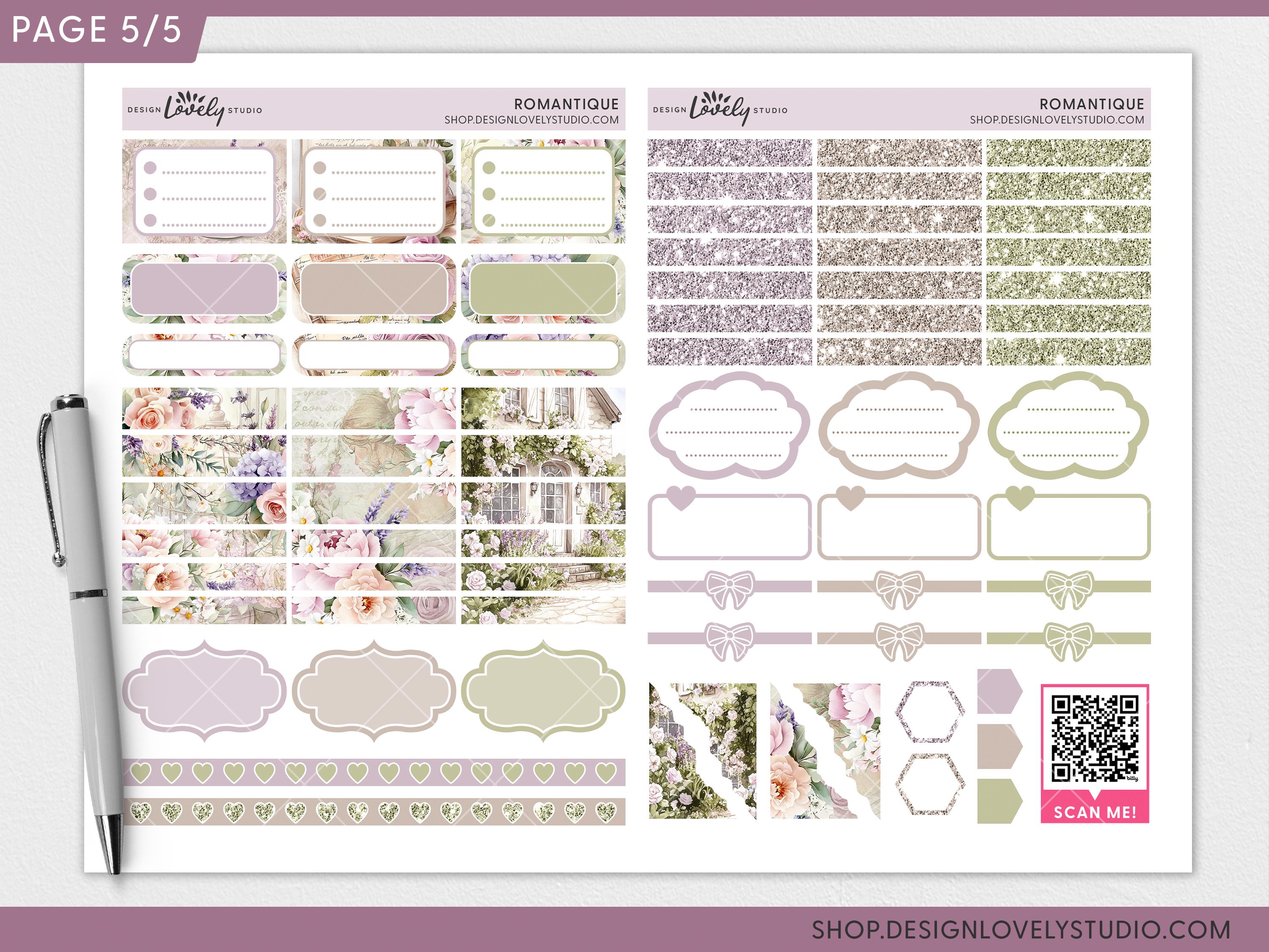 Printable Spring Planner Stickers, Romantic Stickers, Boho, Provence ...