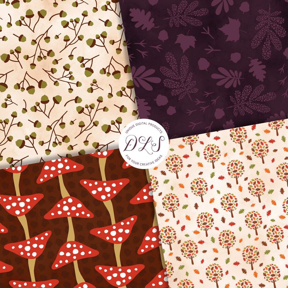 FALL Digital Paper Autumn Background Seamless Colorful Autumn - Etsy