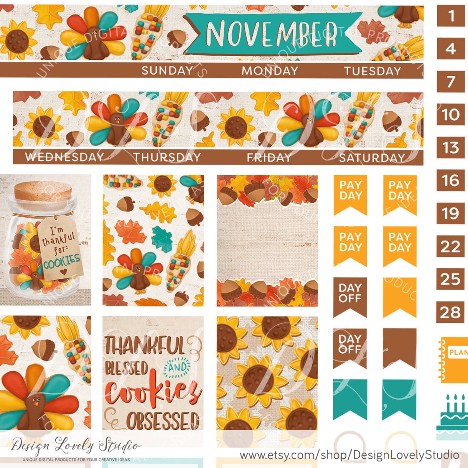 Mini Happy Planner November November Monthly Printable Kit | Etsy
