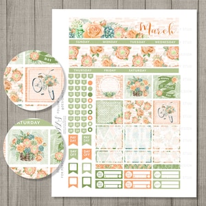 March Monthly Stickers Kit, March Monthly View for Erin Condren, St ...