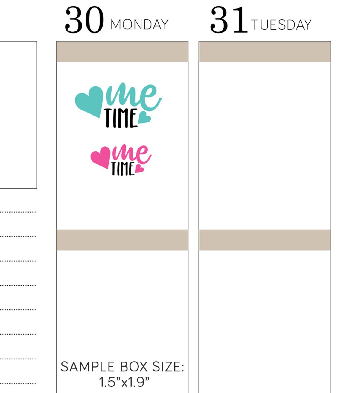 ME TIME Printable Typography Planner Stickers Script Planner | Etsy