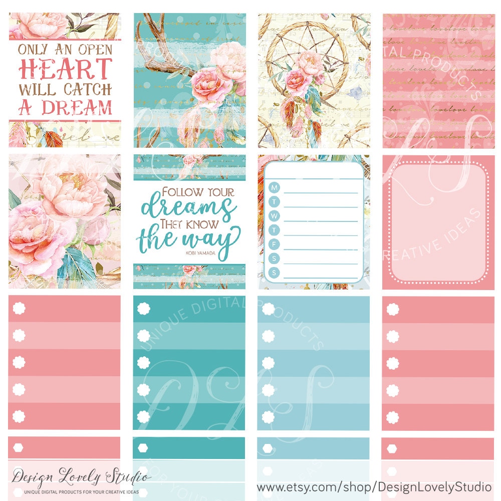 Printable Mini Happy Planner Stickers, Boho Planner Stickers ...