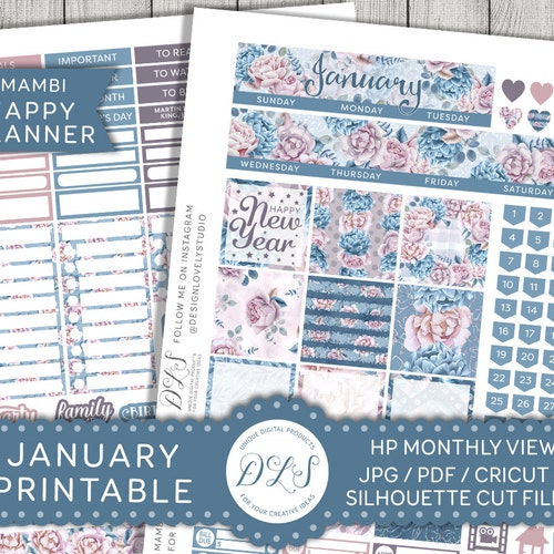 Printable January Happy Planner Stickers Printable January - Etsy