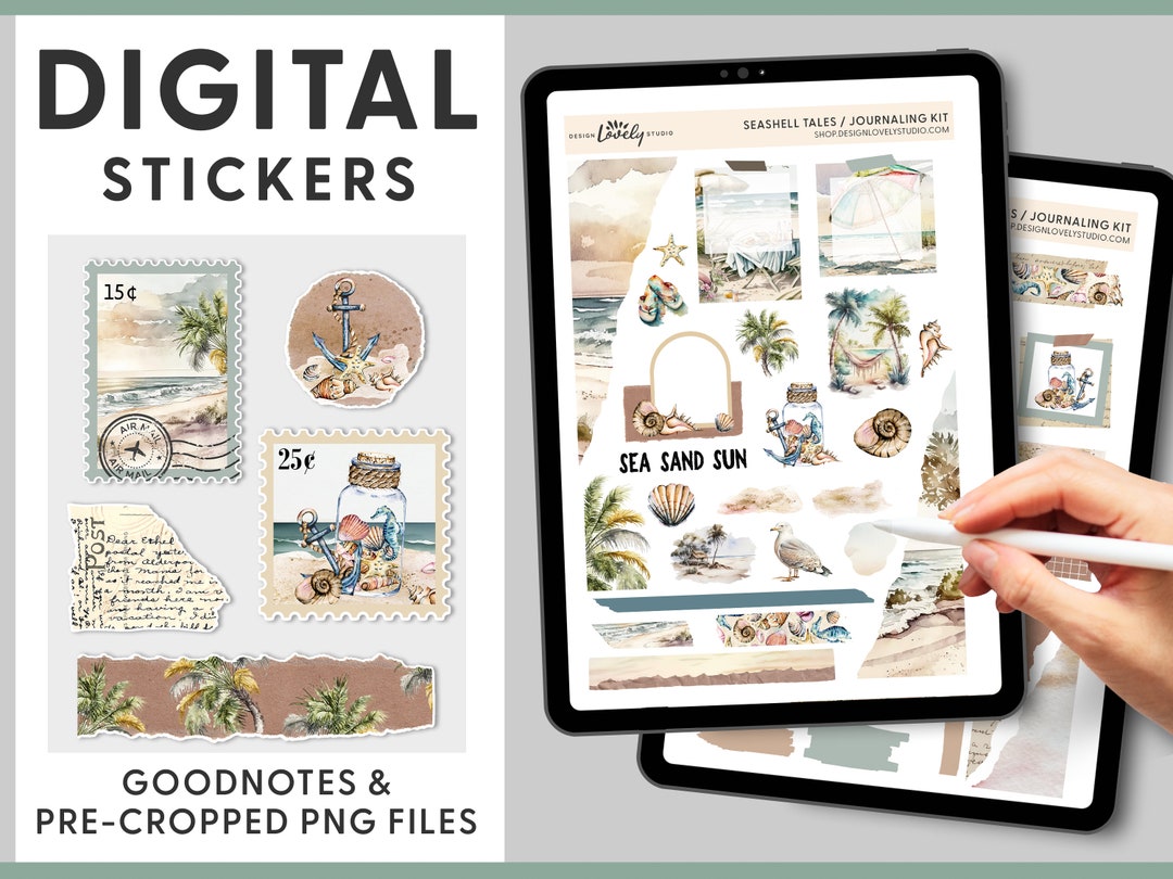 Beach Journaling Stickers, Summer Journaling Stickers, Digital ...