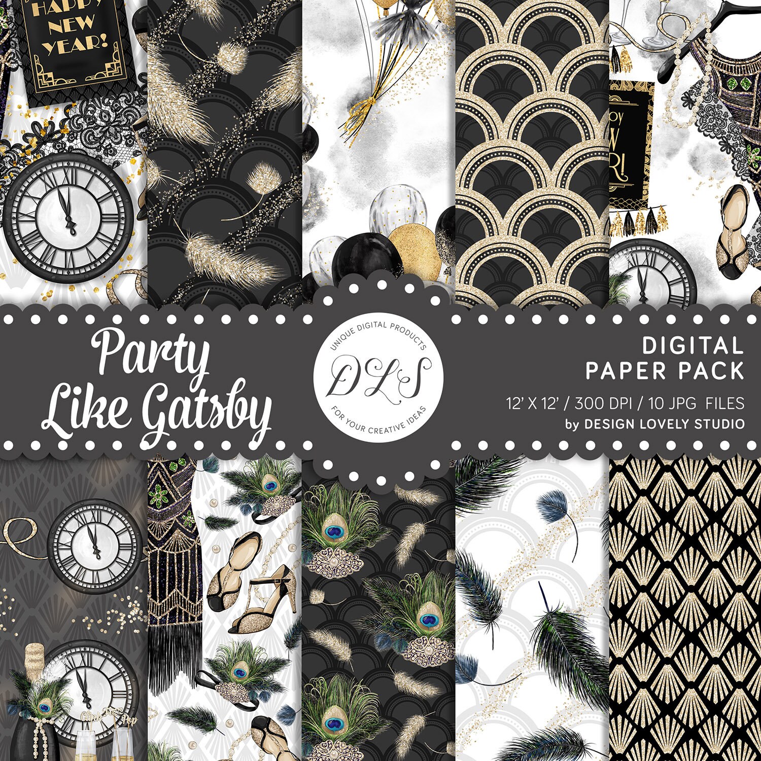 New Year's Eve Digital Paper New Year Digital Backdrop - Etsy