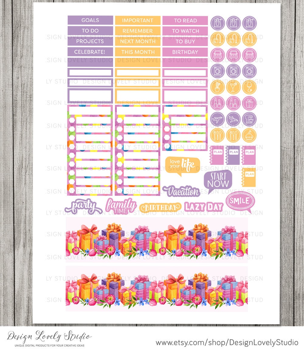 Birthday Monthly Planner Stickers Kit Printable Monthly - Etsy