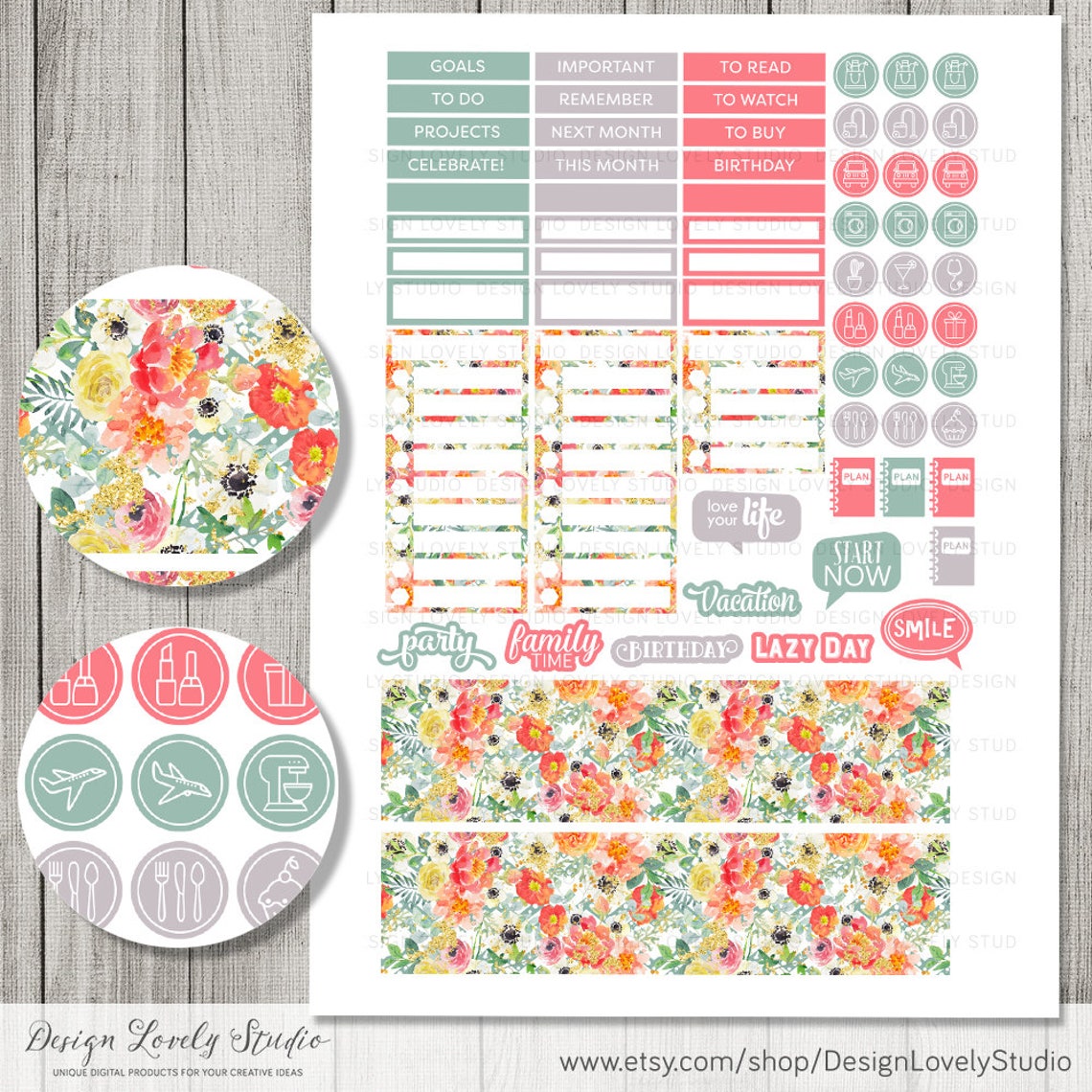 Printable JUNE Stickers Kit Happy Planner JUNE Monthly | Etsy