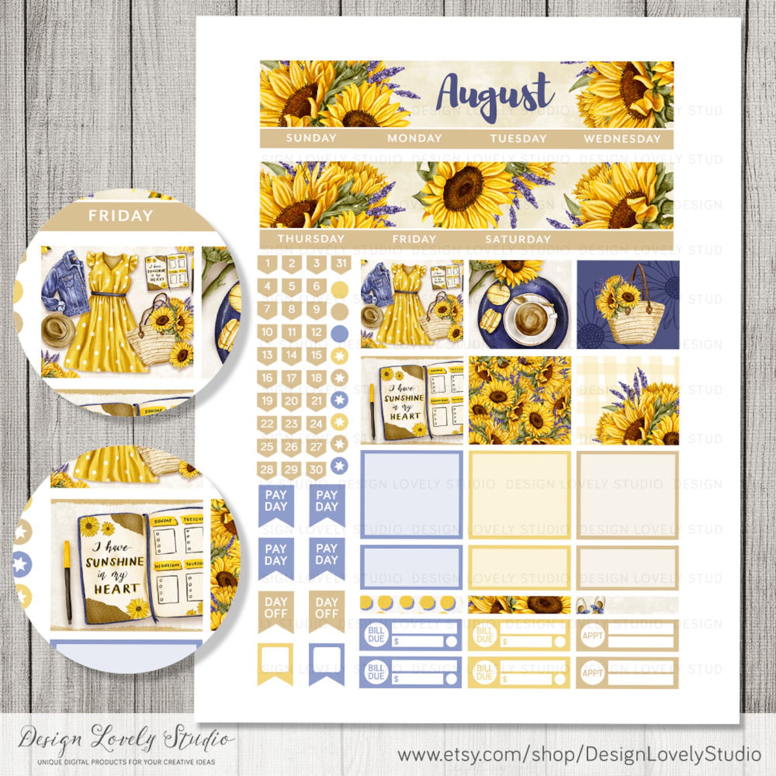 AUGUST Planner Stickers August Monthly Planner Stickers Erin | Etsy