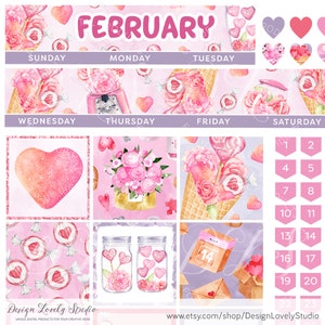 Printable FEBRUARY Planner Stickers Kit, Happy Planner FEBRUARY Monthly ...