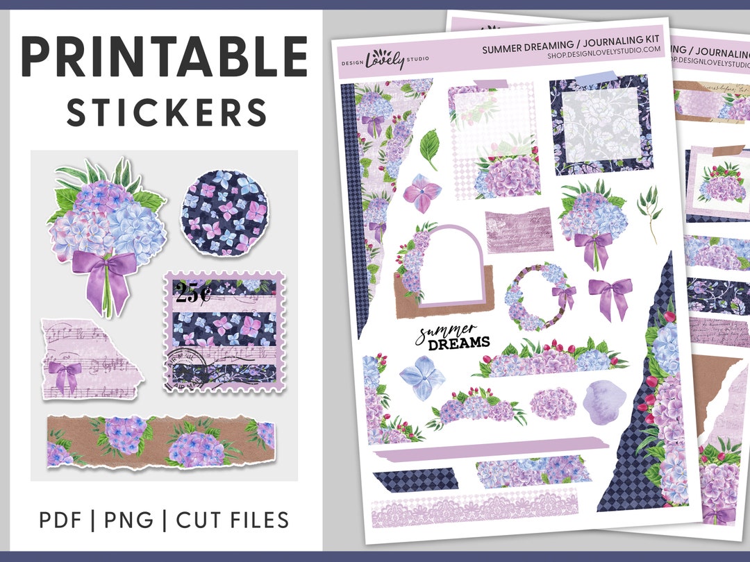 Printable Journaling Stickers, Floral Journaling Sticker Kit, Botanical ...