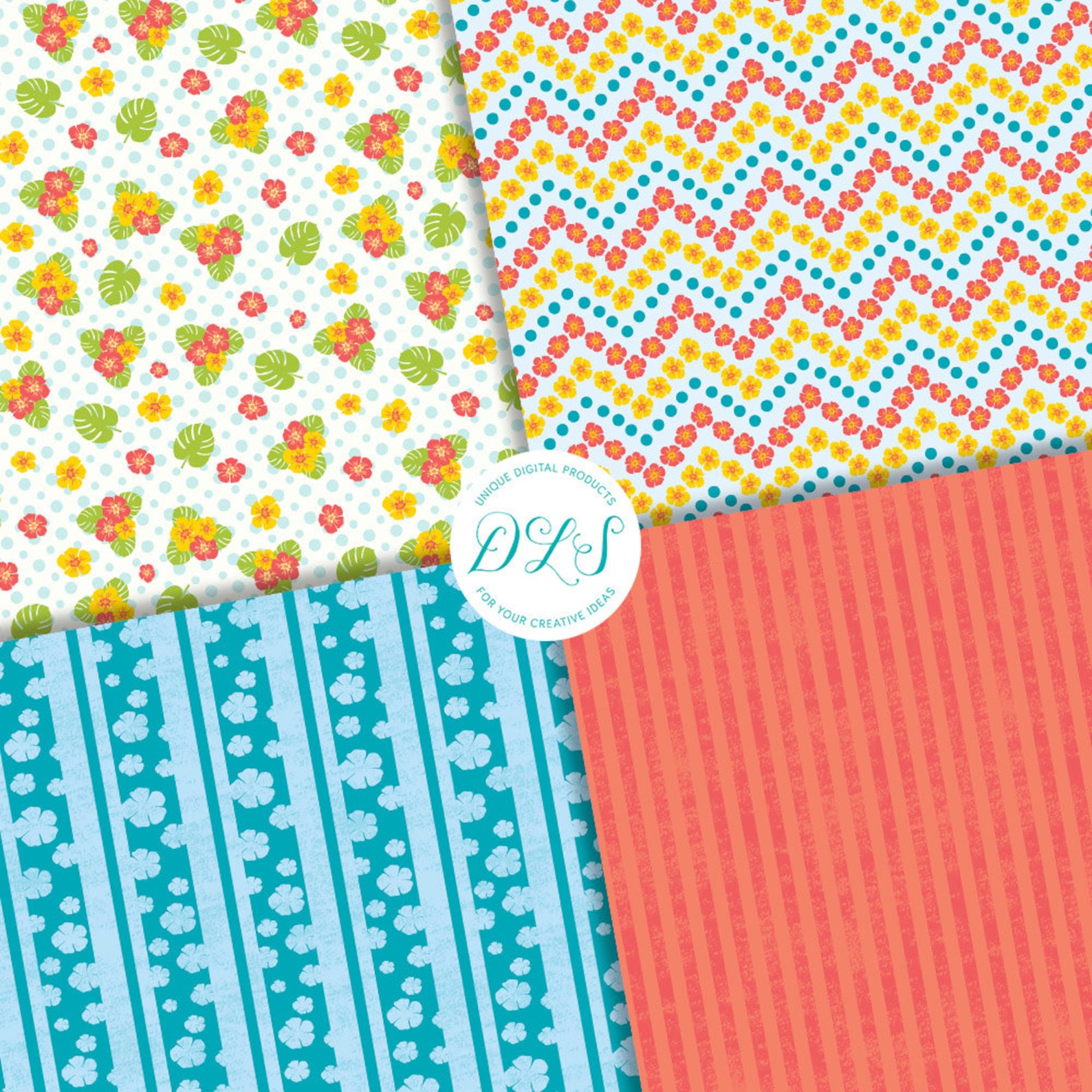 Summer Digital Paper Pack : "summer Party" Summer Scrapbook Paper ...