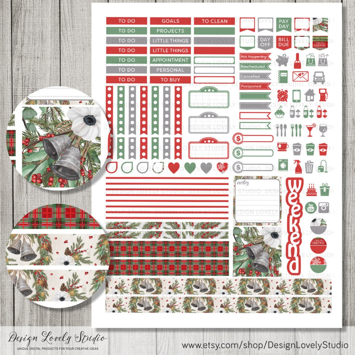 Mini Happy Planner Christmas Stickers Kit Printable Christmas | Etsy