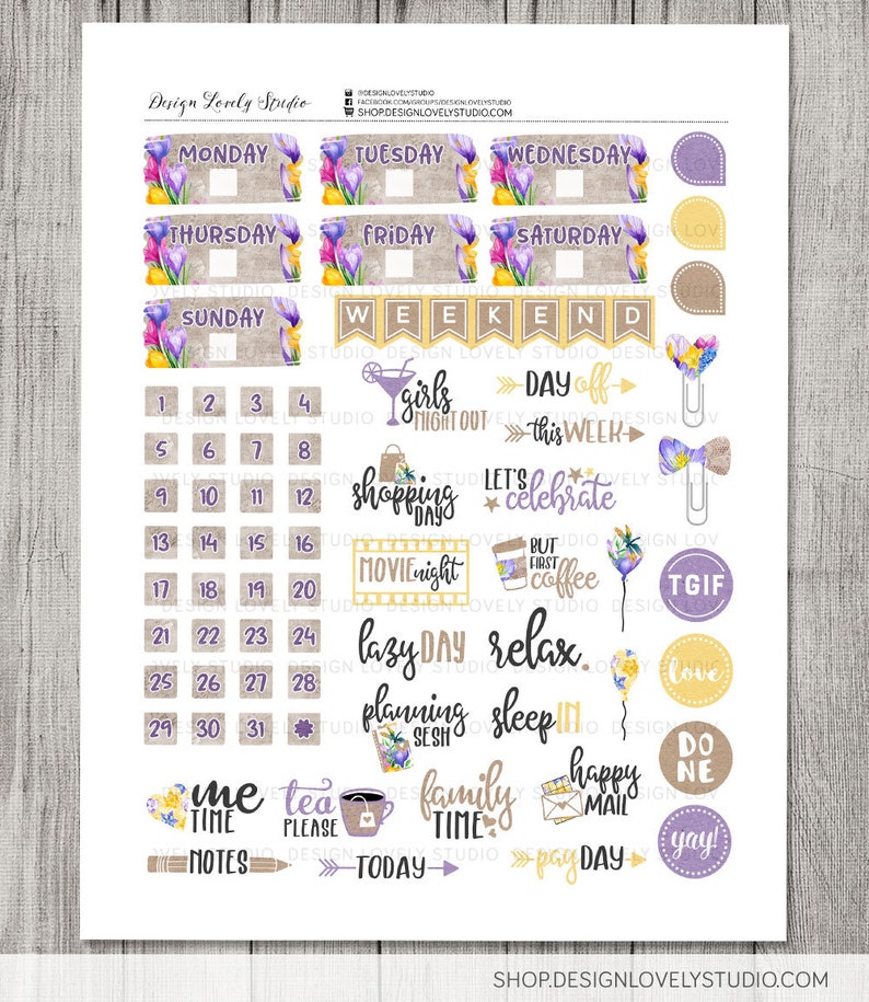 SRING Planner Stickers Printable Big Happy Planner Stickers | Etsy