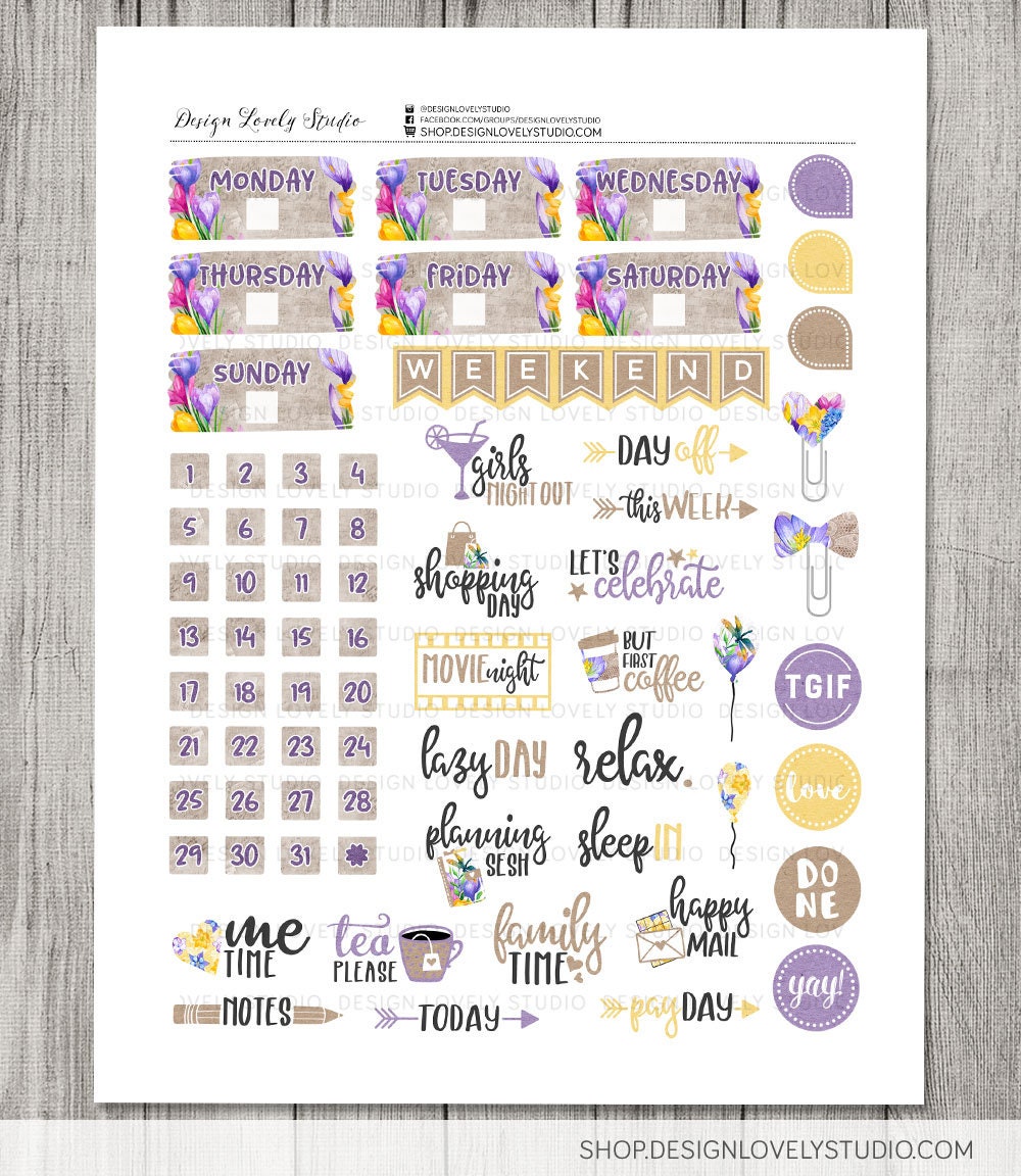 SRING Planner Stickers Printable Big Happy Planner Stickers | Etsy