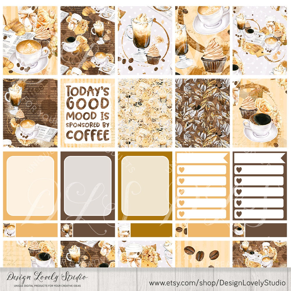 Printable COFFEE Planner Stickers Coffee Time Weekly Stickers | Etsy
