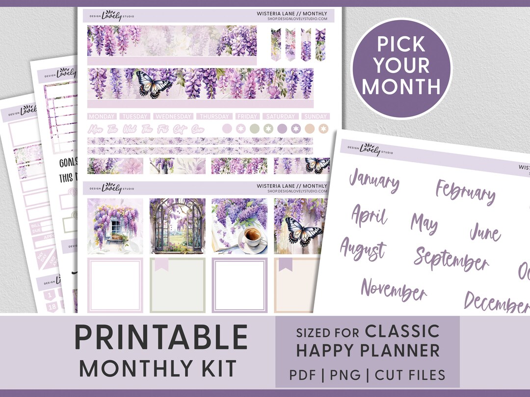 May Planner Sticker Kit, April Monthly Planner Stickers, Floral Planner ...