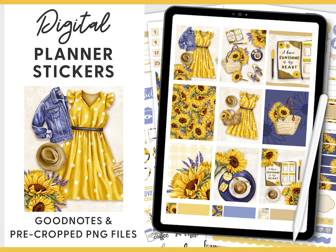 Goodnotes Stickers, Summer Digital Planner Stickers, Sunflower Stickers ...