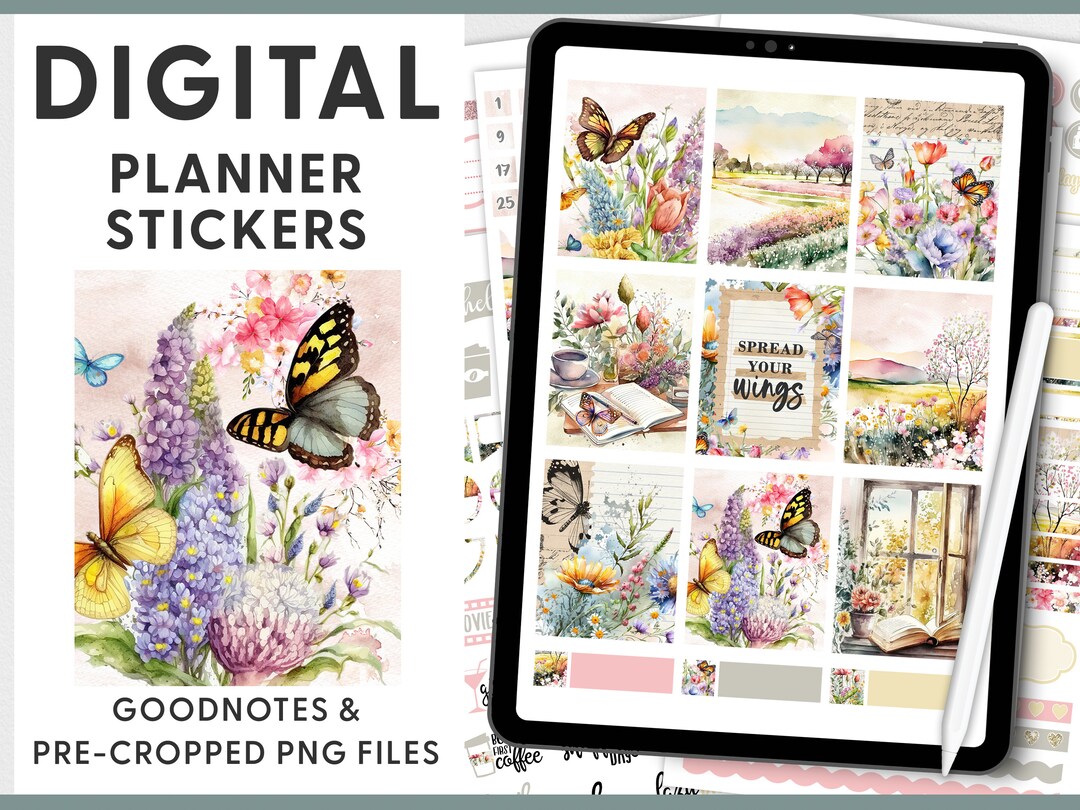 Digital Planner Stickers, Spring Planner Stickers, Butterfly Stickers ...