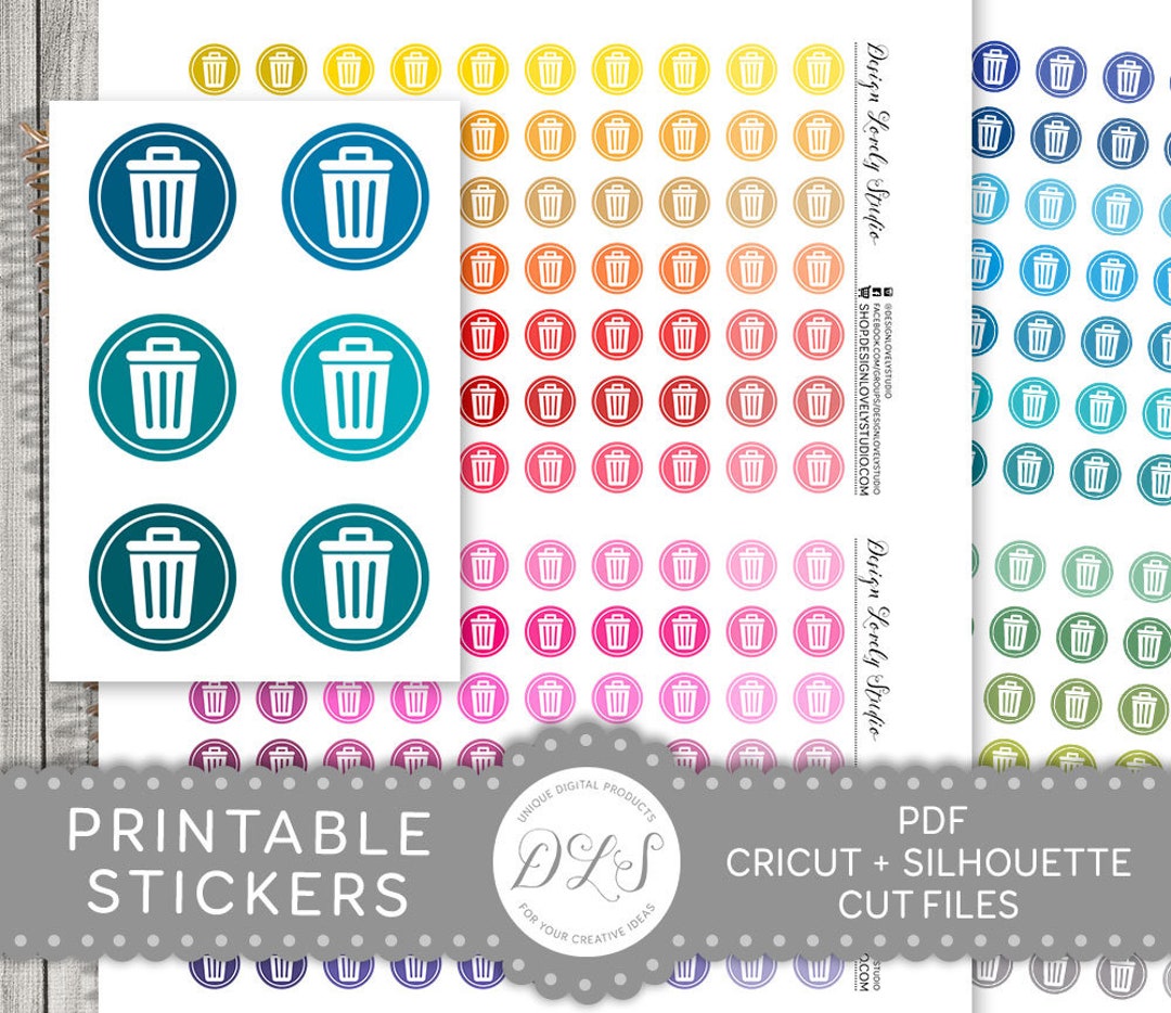Garbage Icon Stickers, Trash Icon Stickers, Trash Planner Stickers ...