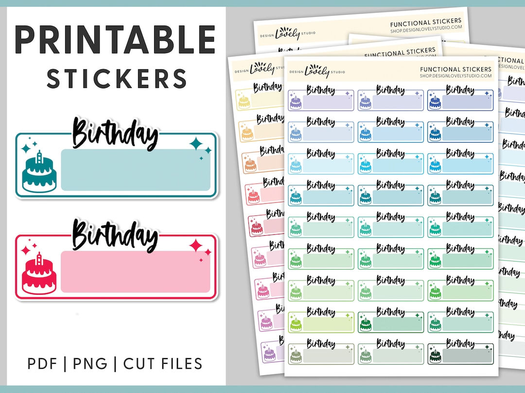 Printable Birthday Planner Stickers, Birthday Box Stickers, Birthday ...