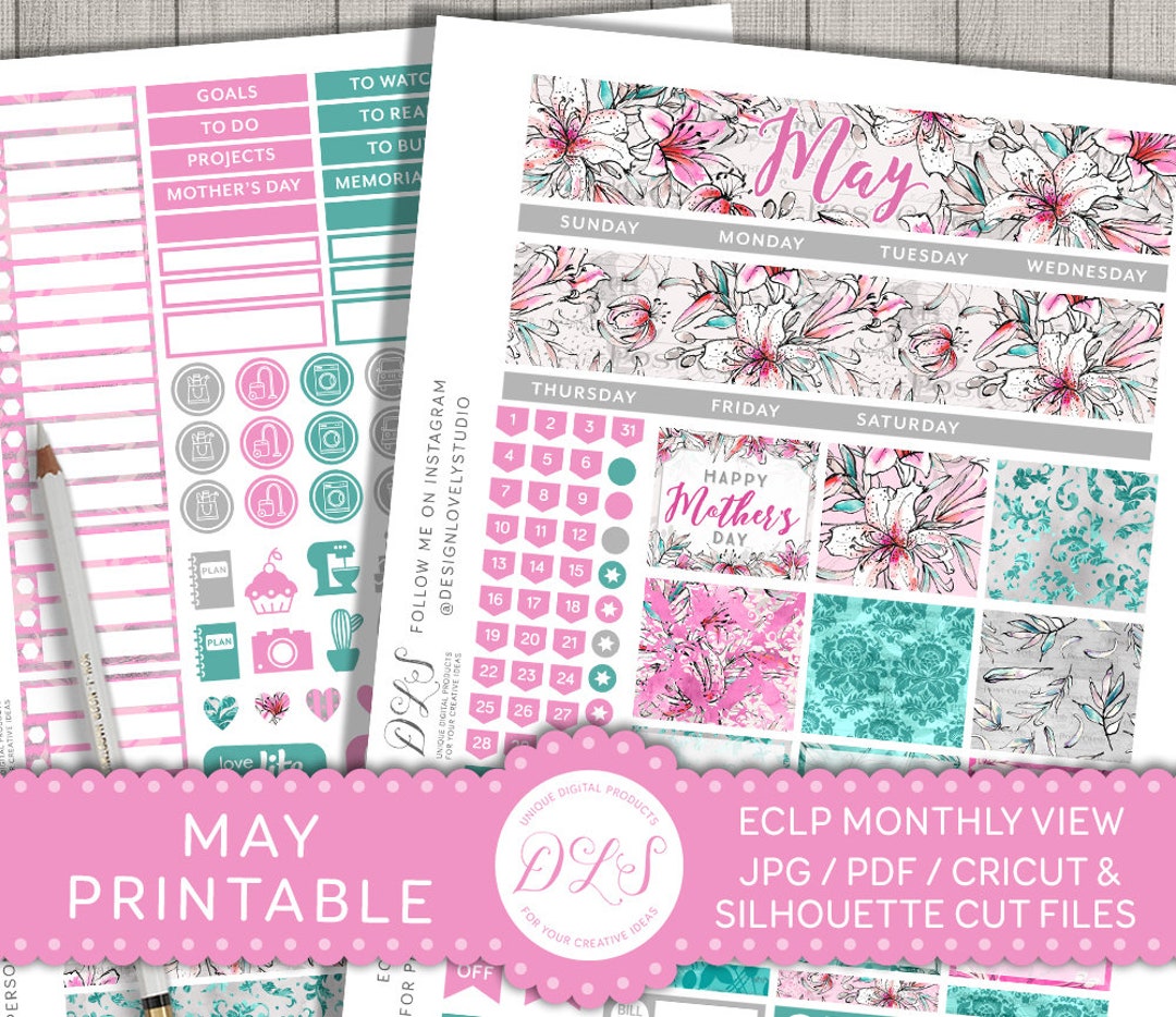 May Planner Stickers for Erin Condren, May Stickers, ECLP May Monthly ...