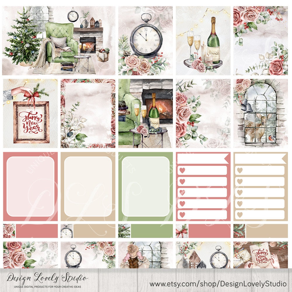 NEW YEAR Planner Stickers, Printable Planner Stickers, January Weekly ...