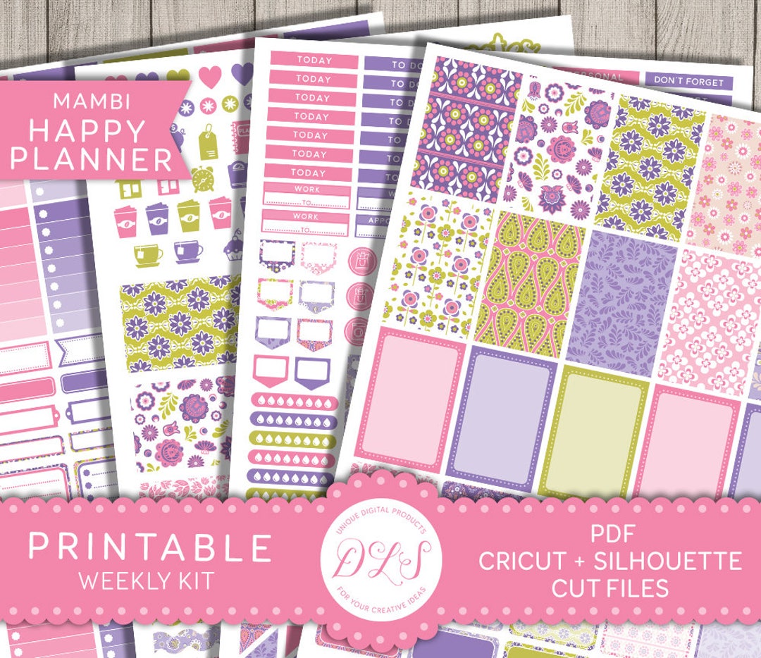 Happy Planner Weekly Kit, Mambi Planner Stickers, Mambi Printable