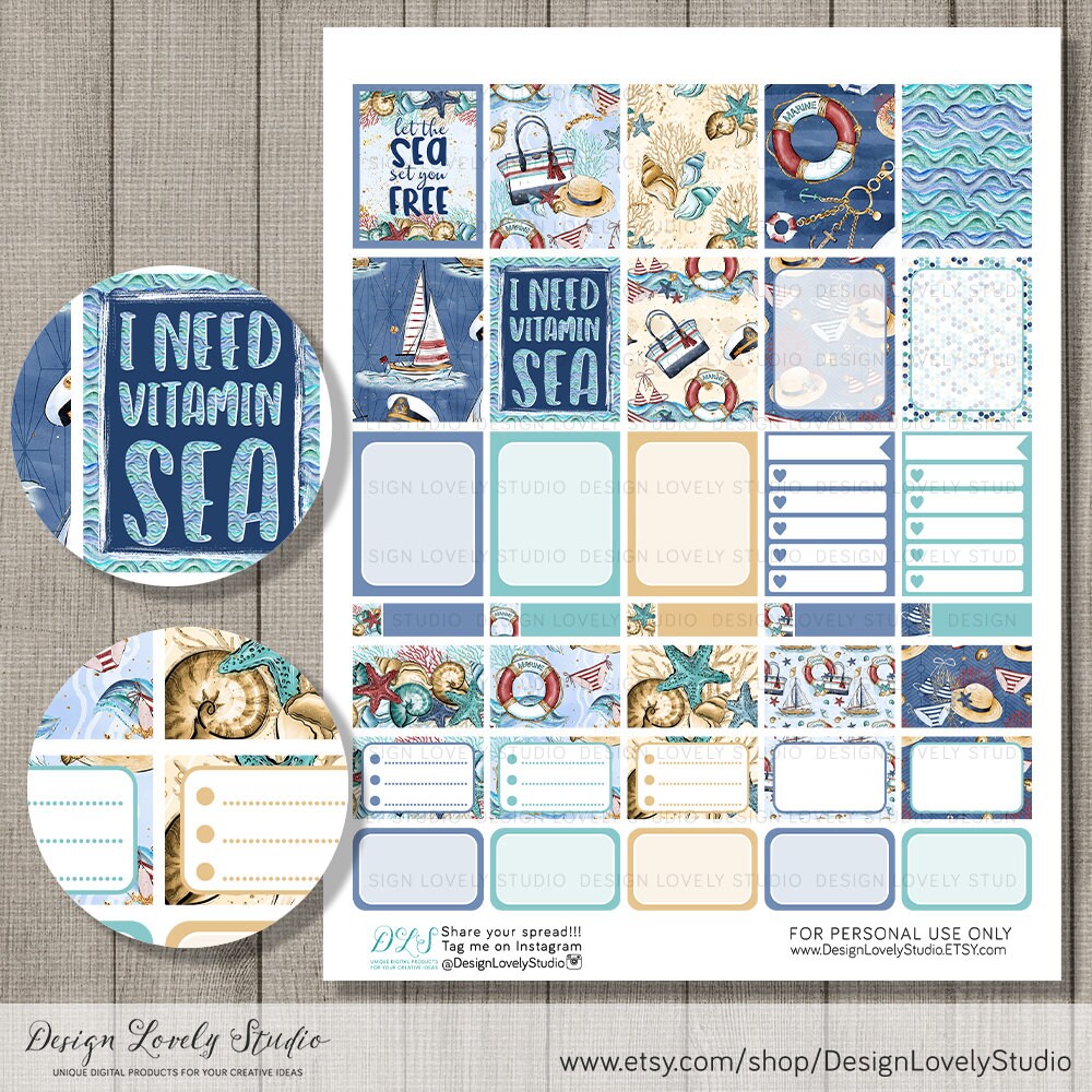 PRINTABLE Nautical Planner Stickers Beach Weekly Planner | Etsy