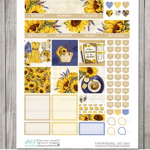 SUNFLOWERS Printable Planner Stickers, Big Happy Planner Stickers ...