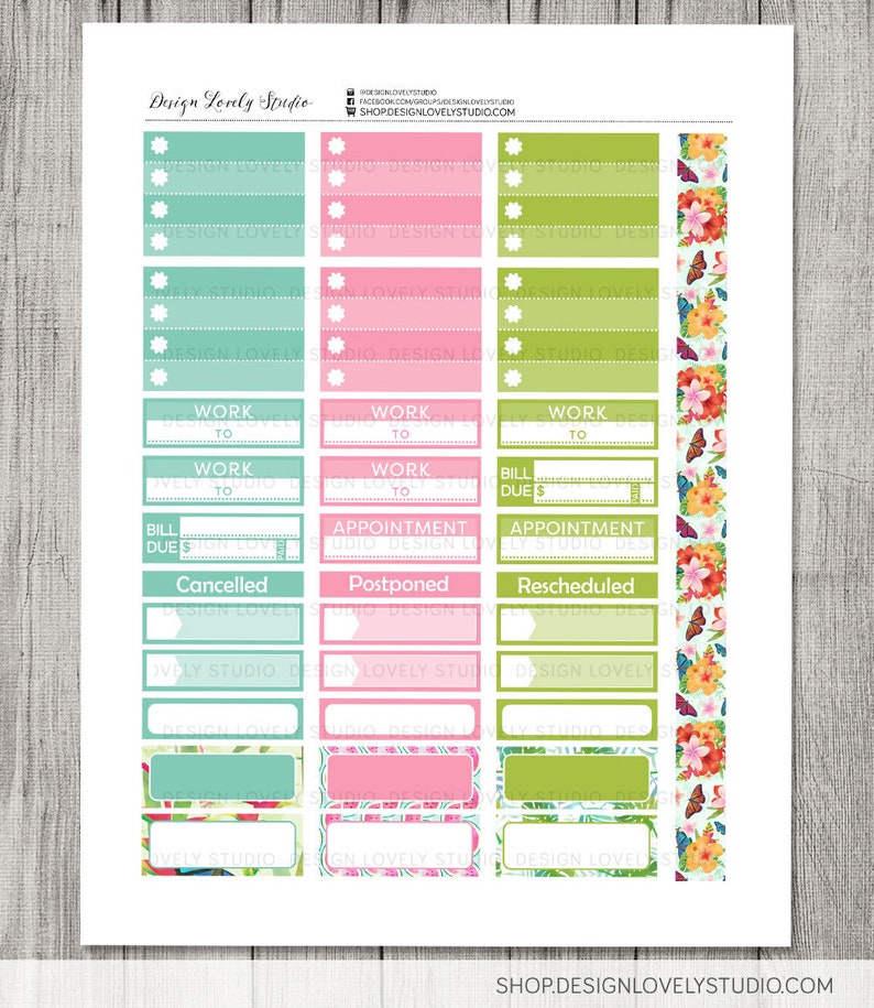 Tropical Summer Planner Stickers Kit PRINTABLE Big Happy - Etsy