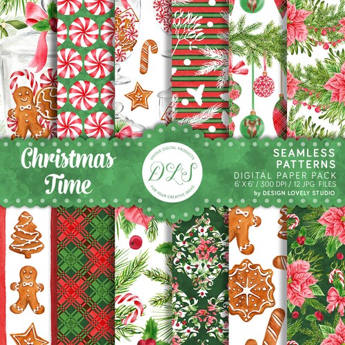 Christmas Digital Paper Pack / Christmas Background / - Etsy