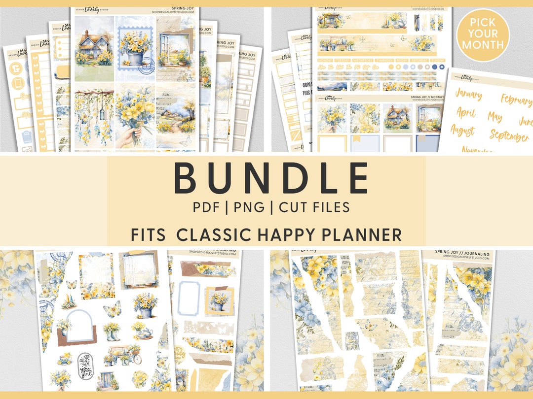 Spring Printable Planner Stickers Bundle, Floral Stickers, Monthly ...
