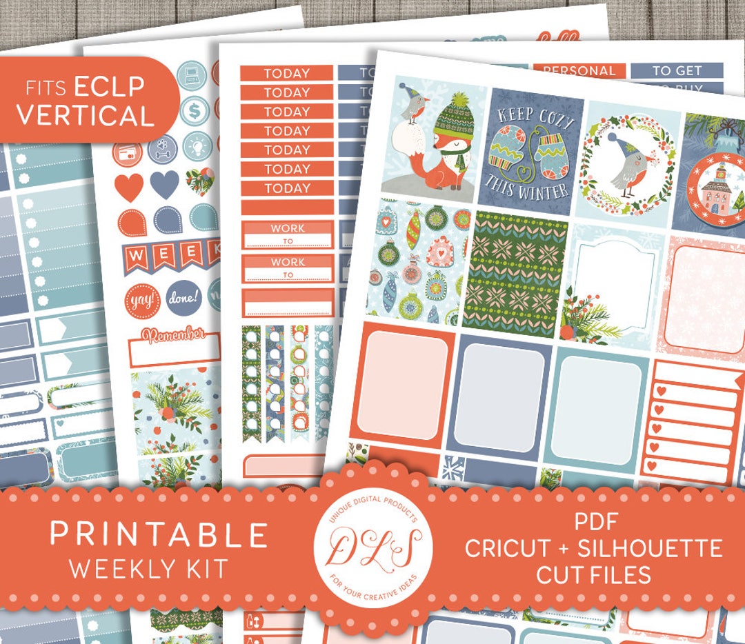 Christmas Planner Stickers, Fits Erin Condren Vertical, Winter Planner ...