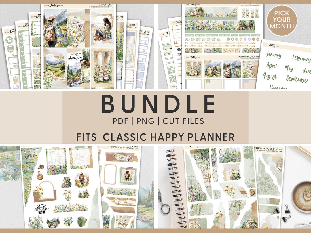 Printable Summer Planner Stickers Bundle, Hiking, Camping, Happy ...