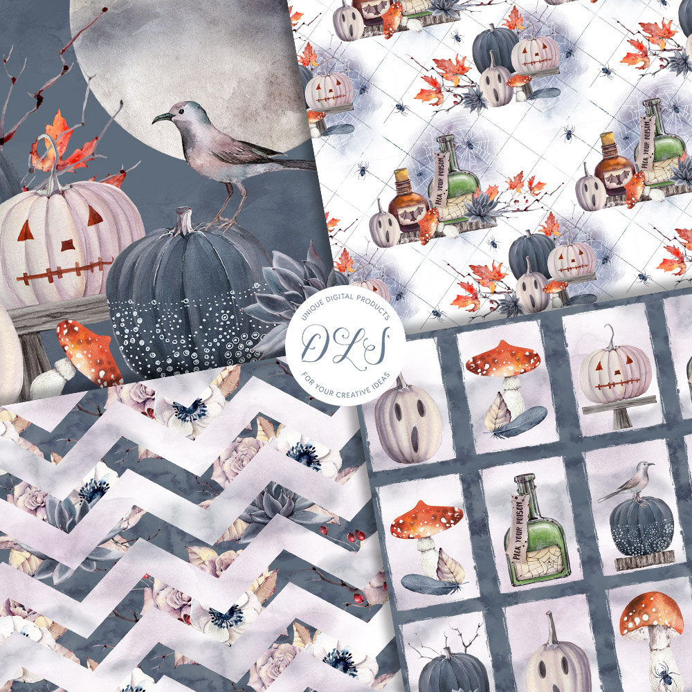 Halloween Digital Paper Halloween Digital Backdrop Pumpkin | Etsy