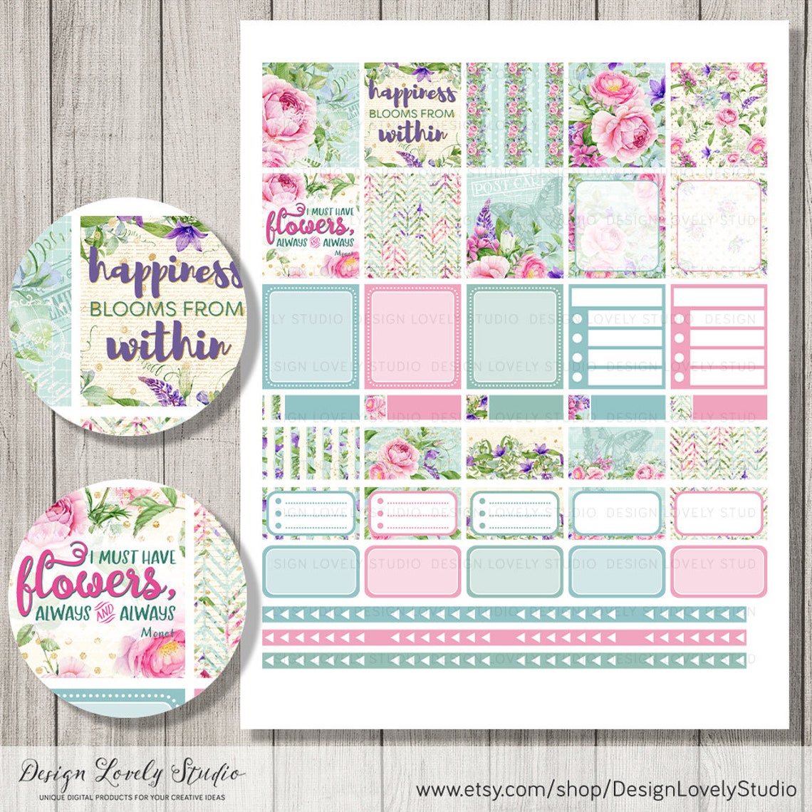 Printable Weekly Planner Kit Floral Planner Stickers Kit | Etsy