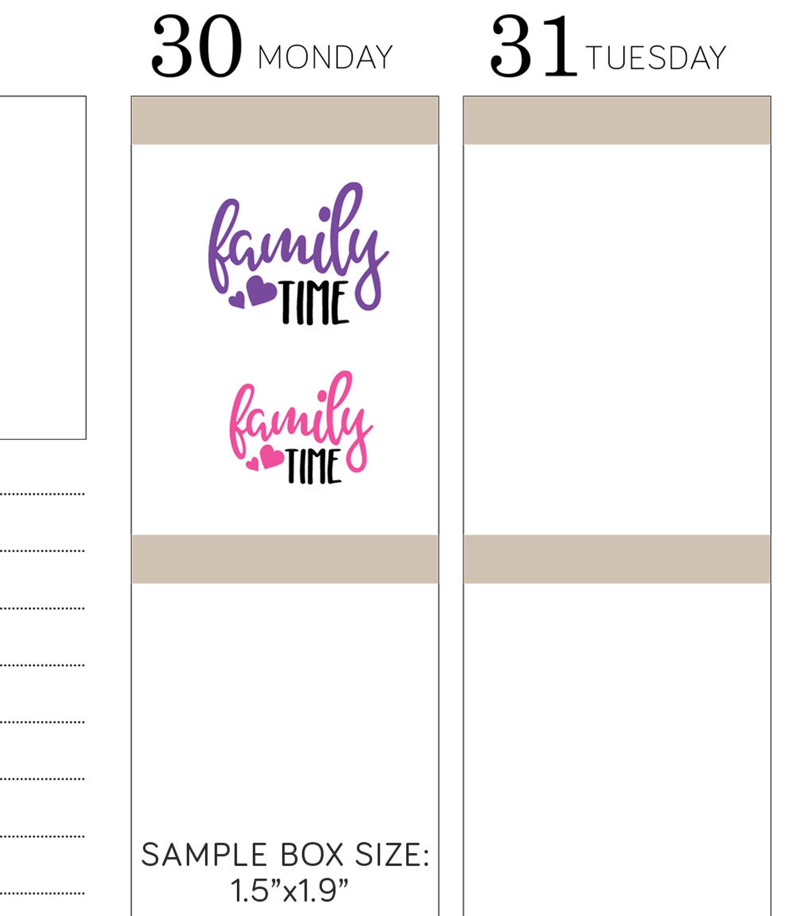 FAMILY TIME Planner Stickers, Printable Family Time Panner Stickers ...