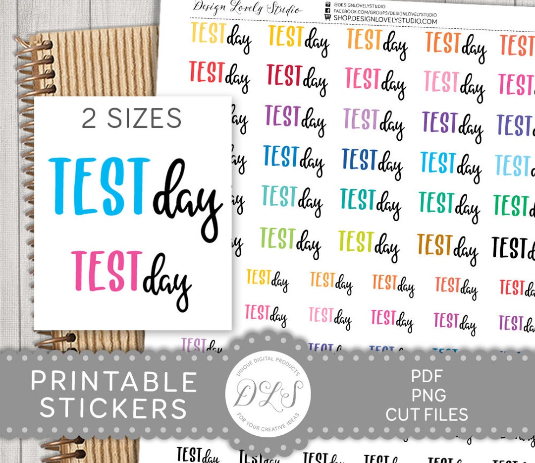 TEST DAY Printable Planner Stickers, Test Day Script Planner Stickers ...