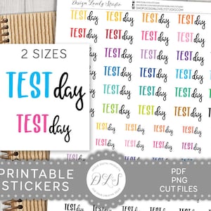 TEST DAY Printable Planner Stickers, Test Day Script Planner Stickers ...