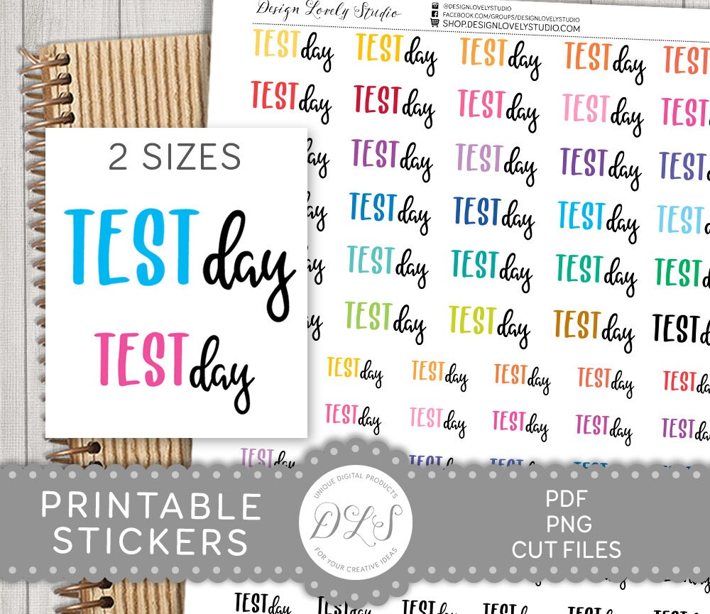 TEST DAY Printable Planner Stickers Test Day Script Planner - Etsy