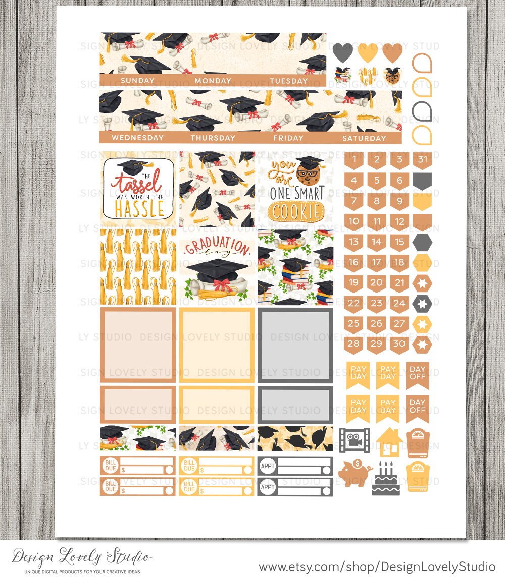 Graduation Planner Stickers Graduation Monthly Kit Printable | Etsy