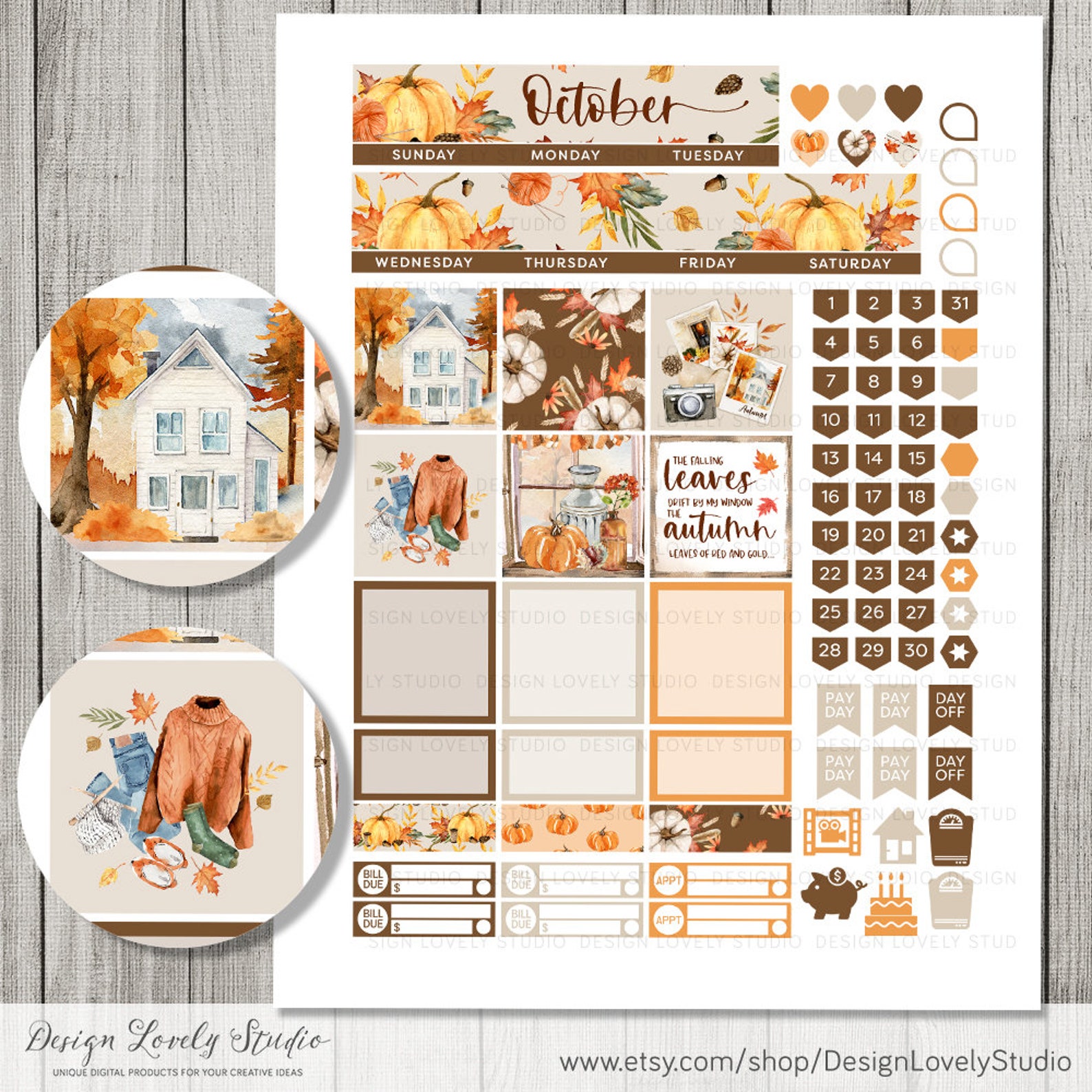OCTOBER Planner Stickers Printable Happy Planner Stickers - Etsy