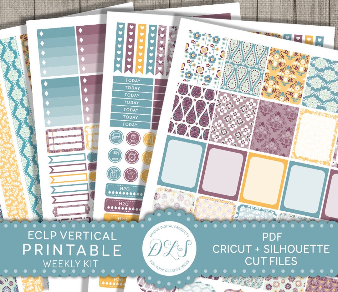 Weekly Kit for Erin Condren, ECLP Vertical Stickers, Pastel Planner ...