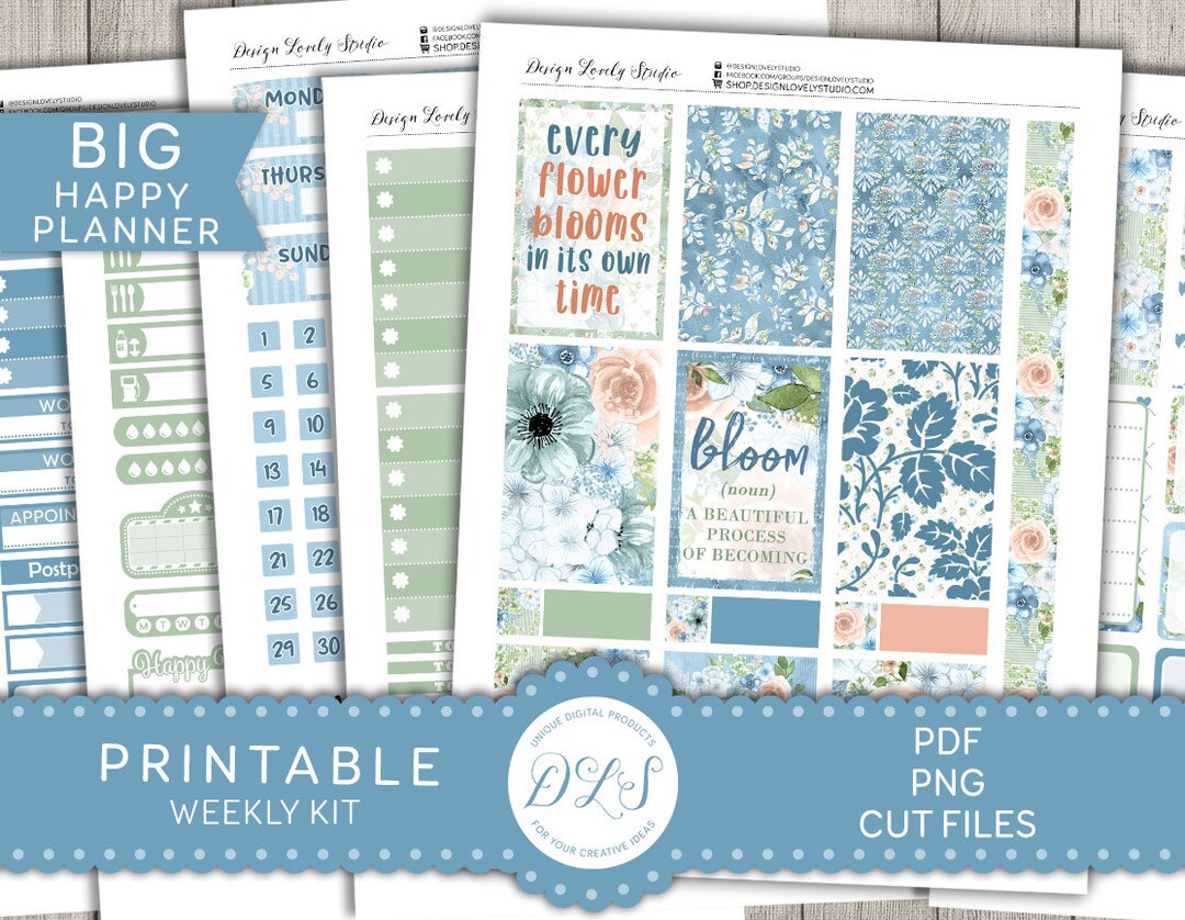 FLORAL Planner Stickers, Big Happy Planner Weekly Stickers Kit, Spring ...