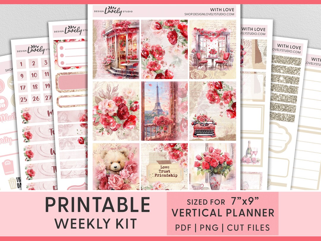 Valentine's Day Planner Stickers, February Weekly Sticker Kit, Love ...