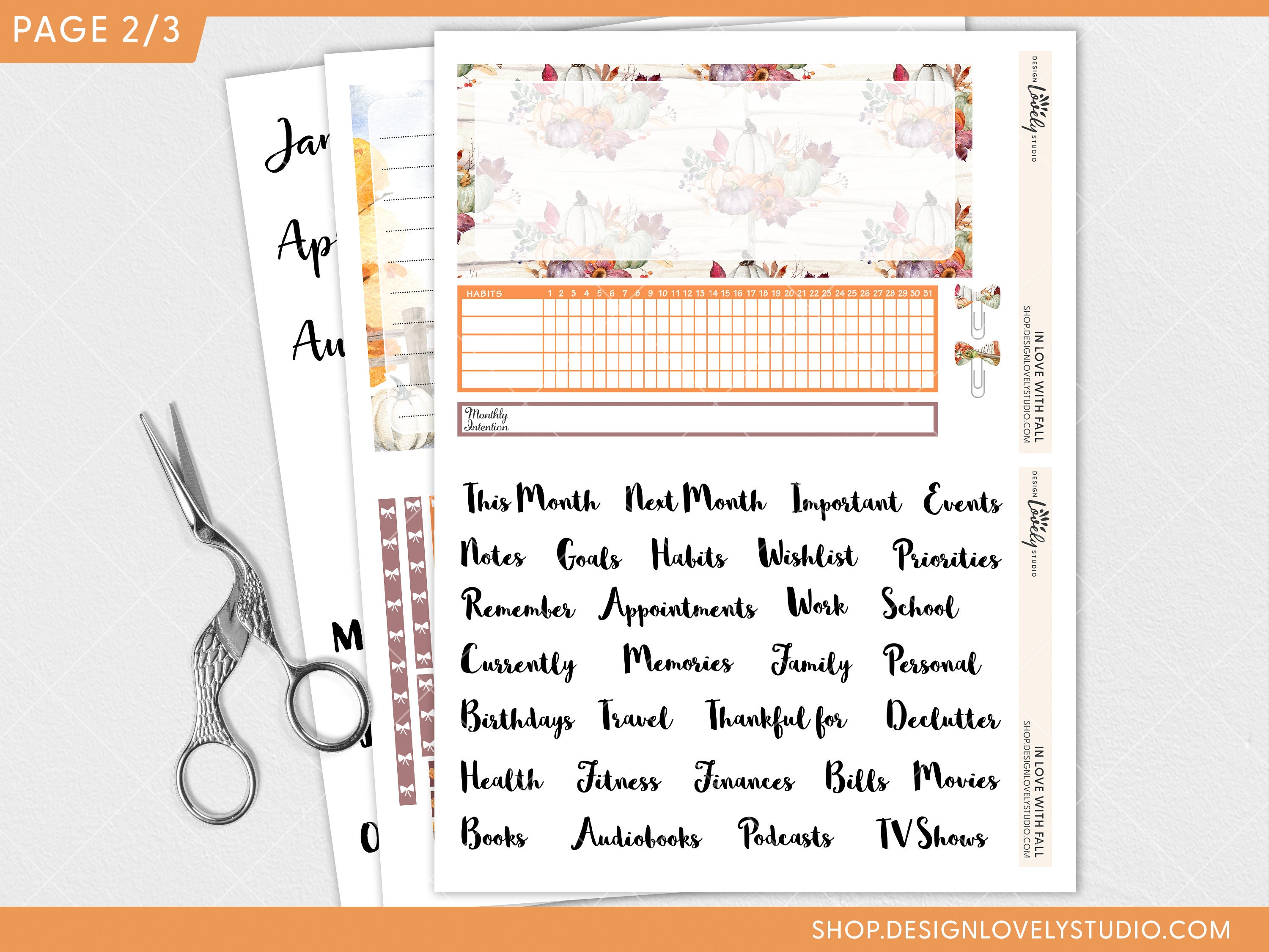 Notes Page Sticker Kit Printable Planner Stickers Monthly - Etsy