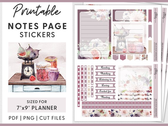 Notes Page Sticker Kit Printable Planner Stickers Monthly - Etsy