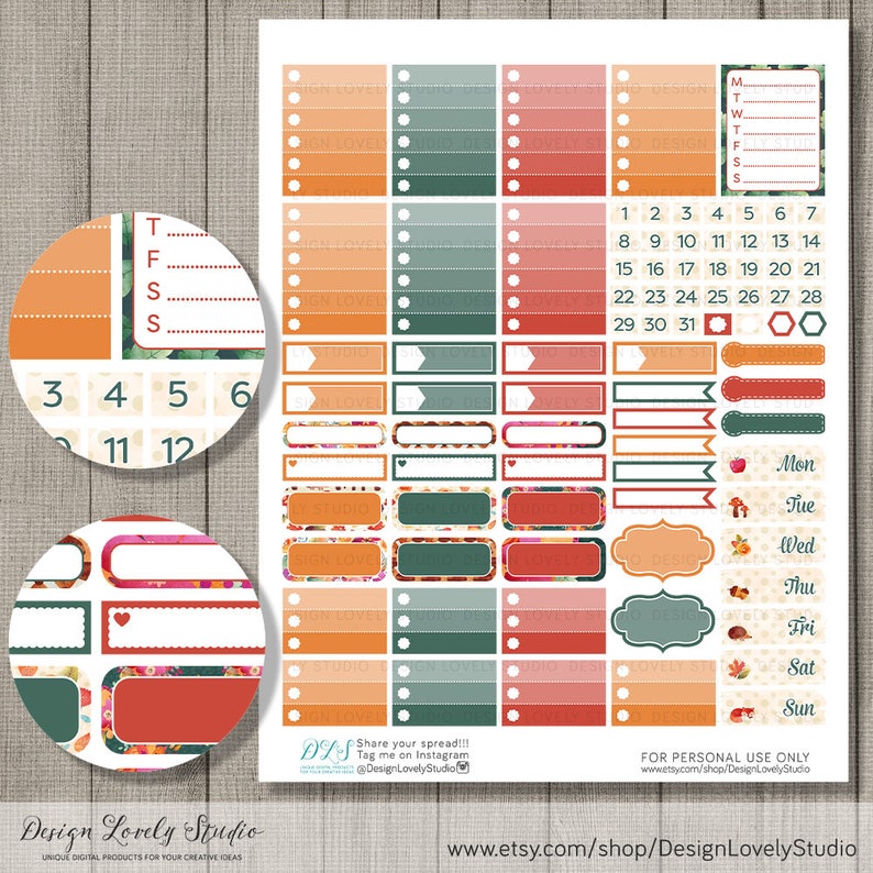 Fall Planner Stickers, Autumn Planner Stickers, EC Planner Stickers ...