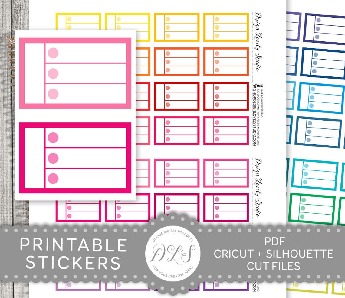 Printable Checklist Stickers Half Box Checklist Planner | Etsy