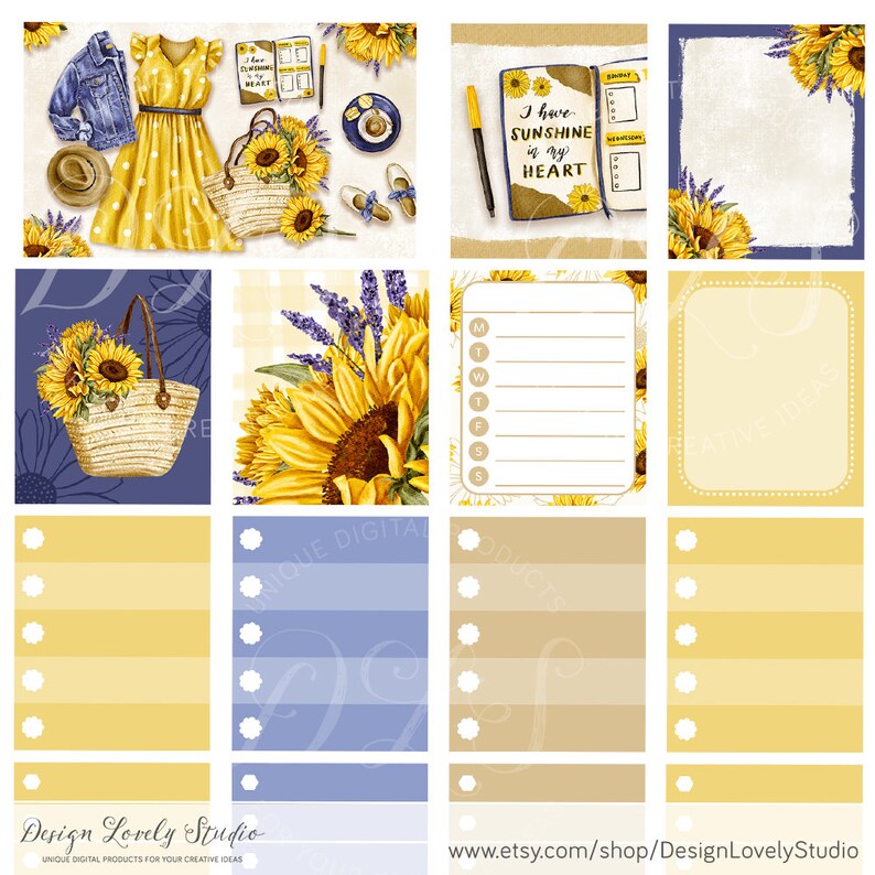 PRINTABLE Mini Happy Planner Stickers Sunflowers Planner | Etsy